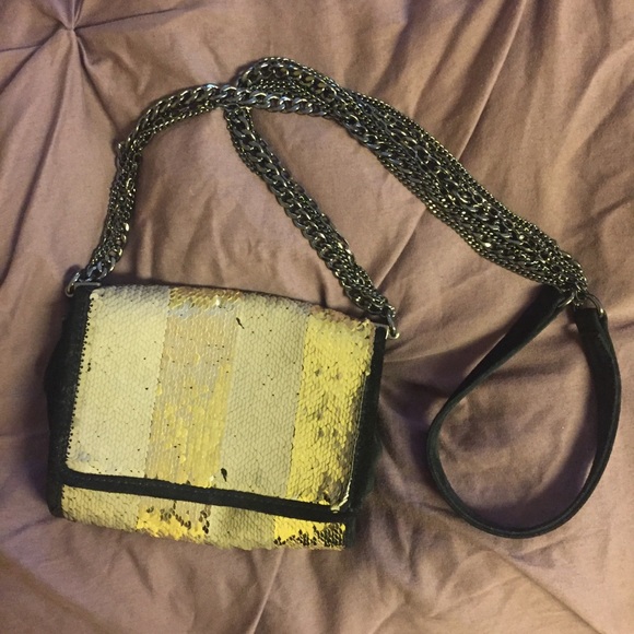 Zara | Bags | Zara Sequin Gold Silver Bag | Poshmark